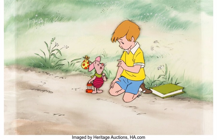 Winnie the Pooh Christopher Robin and Piglet Production Cel Setup with ...