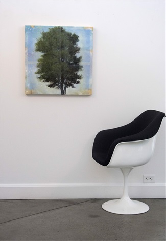 Tree Through Window Pane - blue, green, landscape, acrylic, resin on ...