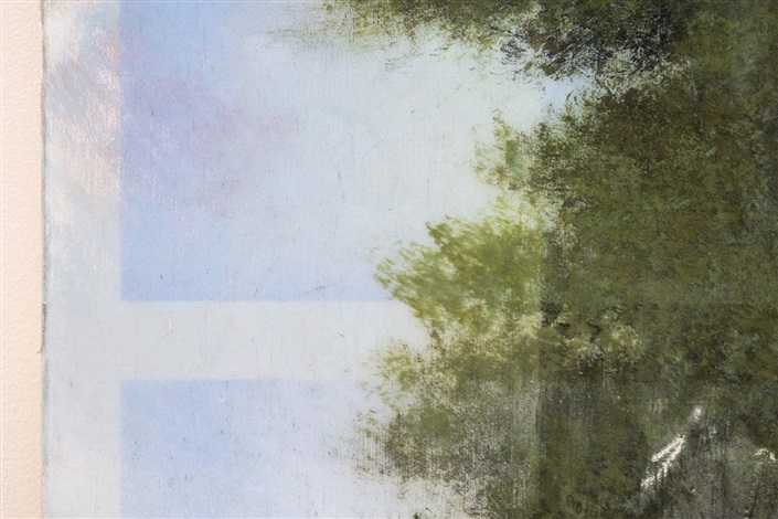 Tree Through Window Pane - blue, green, landscape, acrylic, resin on ...