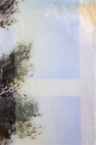 Tree Through Window Pane - blue, green, landscape, acrylic, resin on ...