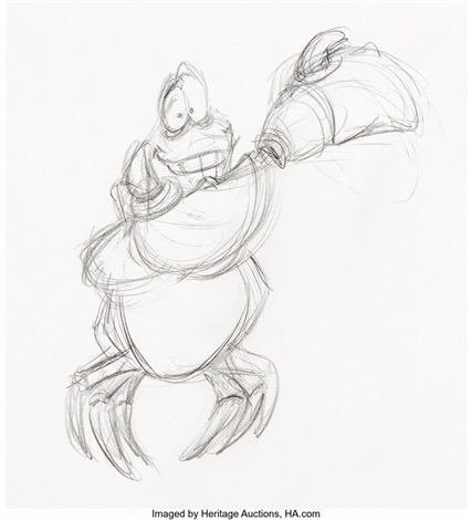 Sebastian Animation Drawings for Disney Theme Park Project Group of 12 ...