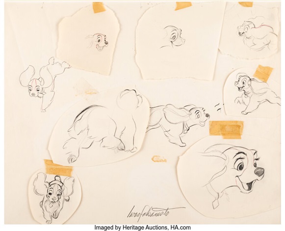 Lady and the Tramp Lady Model Sheet Signed by Iwao Takamoto Walt Disney ...