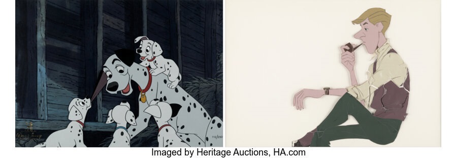 101 Dalmatians Roger Production Cel with Spotted in the Barn Employee ...