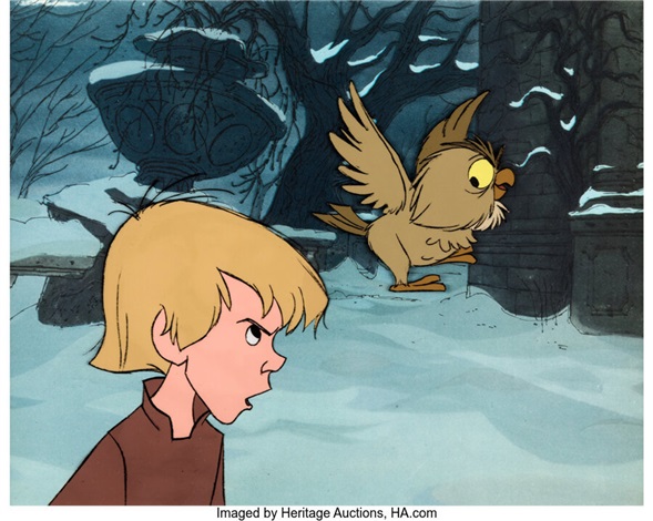 The Sword in the Stone Wart and Archimedes Production Cel Walt Disney ...