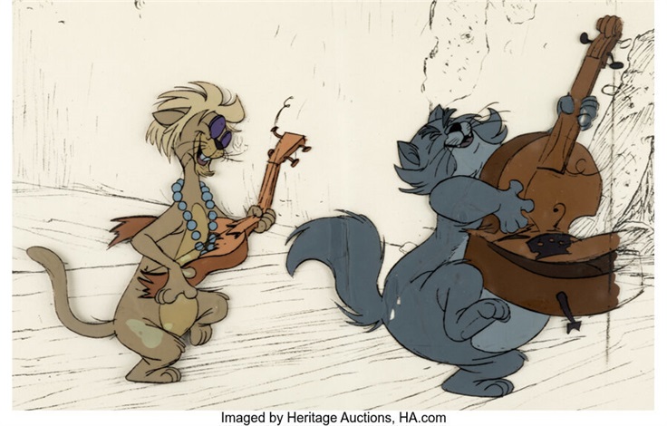 The Aristocats Hit Cat and Billy Boss Production Cel Walt Disney, 1970 ...