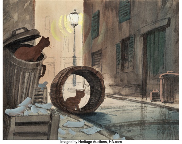 The Aristocats ConceptStory Art by Ralph Hulett Walt Disney, 1970 by ...