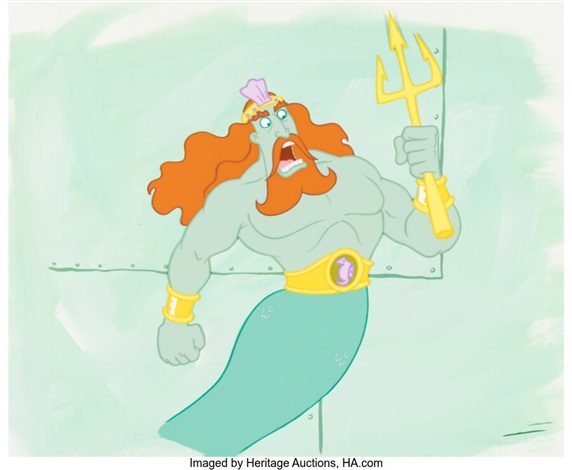 Spongebob Squarepants Neptunes Spatula King Neptune Production Cel And Master Background