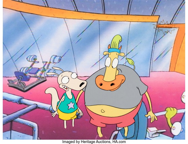 Rockos Modern Life No Pain, No Gain Rocko and Heffer Production Cel Nickelodeon, c. 1993-96 by ...