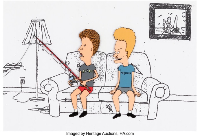 Beavis and Butt-Head Couch Fishing Production Cel MTV Productions, c ...