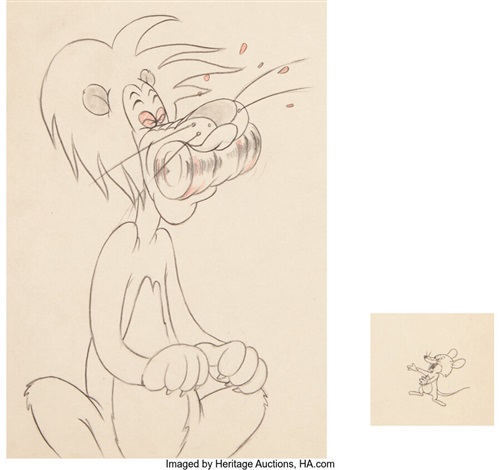 Slap Happy Lion Lion And Mouse Animation Drawings Group Of 2 Mgm 1947
