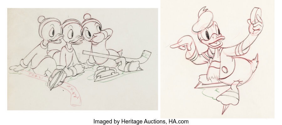 The Hockey Champ Donald Duck, Huey, Louie, and Dewey Animation Drawing ...