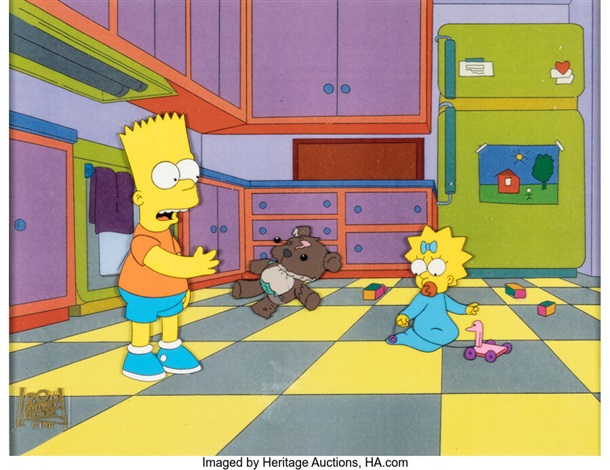 The Simpsons Lisas First Word Bart and Maggie Simpson Production Cel ...