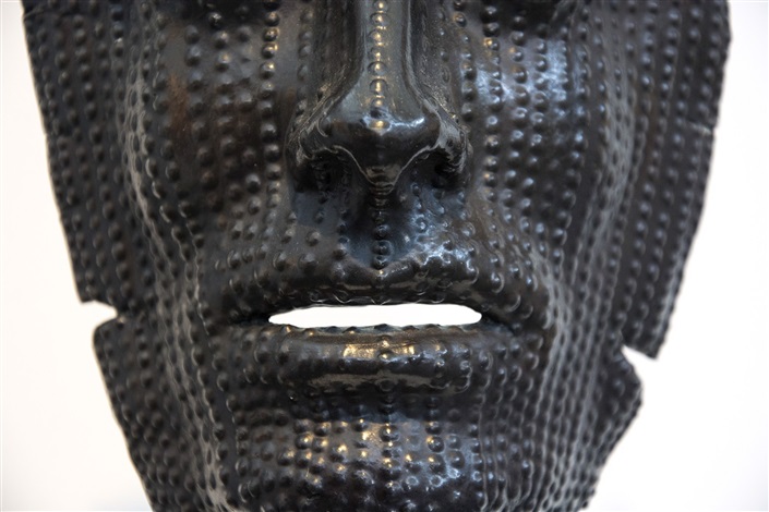 Ebo - human, life-size, mask, tribal, cast bronze sculpture by Dale ...