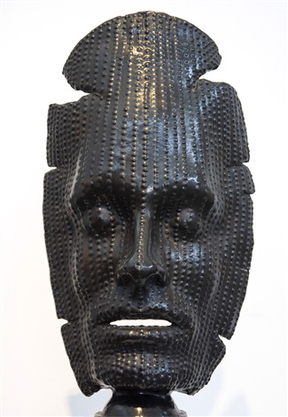 Ebo - human, life-size, mask, tribal, cast bronze sculpture by Dale ...