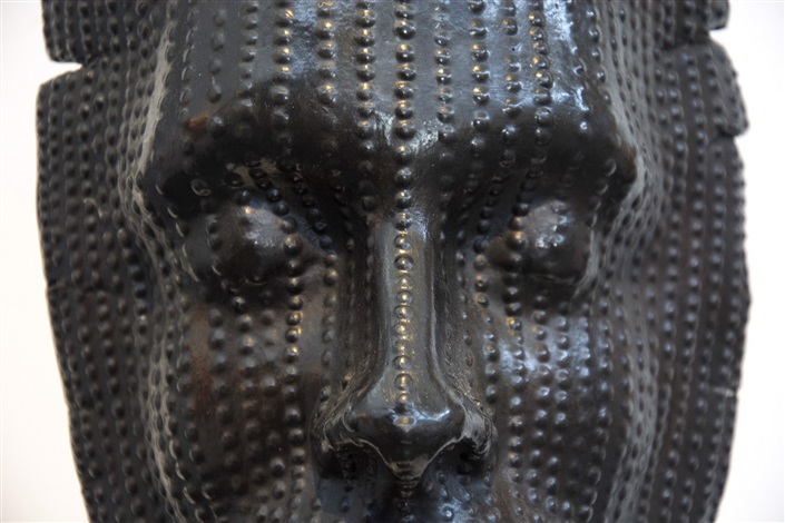 Ebo - human, life-size, mask, tribal, cast bronze sculpture by Dale ...