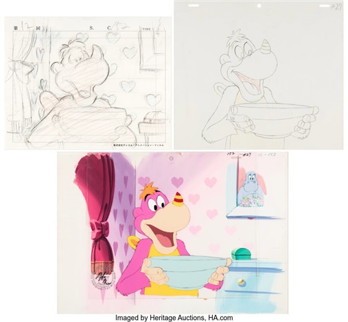 The Wuzzles Rhinokey Production Cel and Key Master Background with 2 ...