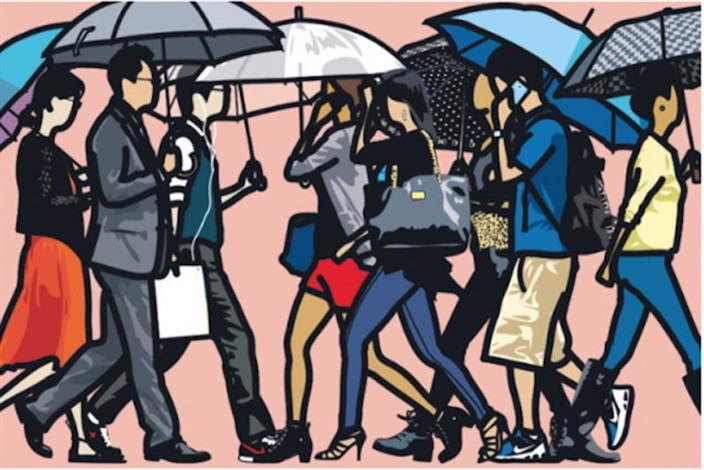 Walking in the rain, London and Seoul by Julian Opie on artnet