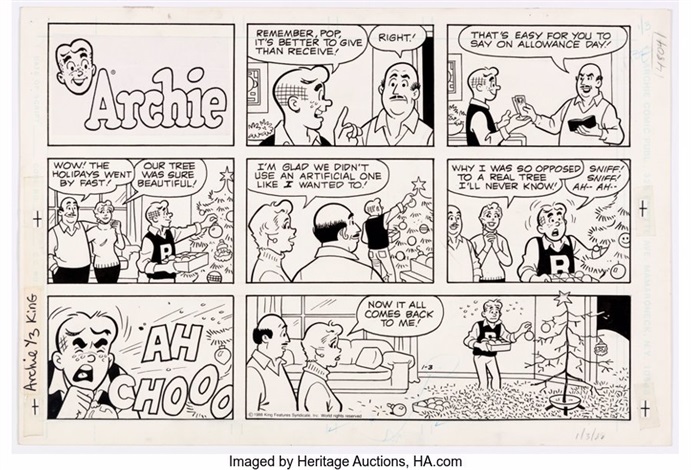 Dan DeCarlo Archie Sunday Comic Strip Original Art dated 1-3-88 King ...