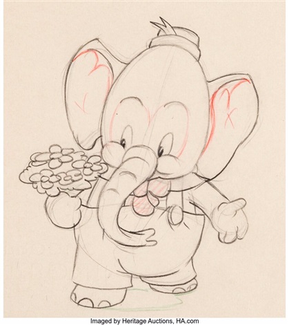 Elmer Elephant Animation Drawing Walt Disney, 1936 by Walt Disney ...