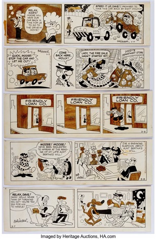 Bob Weber Moose Miller Daily Comic Strip Original Art Group of 5 King ...