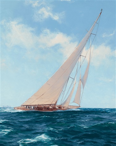 Velsheda beating to Windward off the Needles by John Steven Dews on artnet