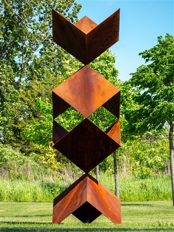 Breakthrough - large, tall, patinated, geometric, corten steel outdoor ...