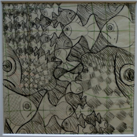Fish and Scales Drawing 3 by M.C Escher on artnet