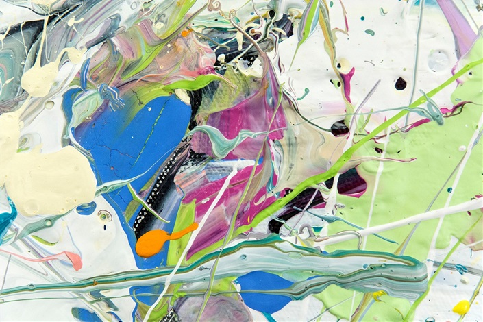 White Rabbit - bright, impasto, abstract expressionist, acrylic on ...