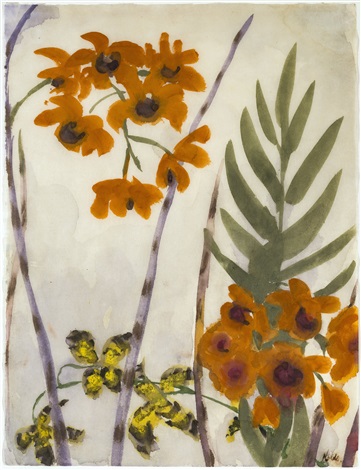 Still life with flowers and long bare branches by Emil Nolde on artnet