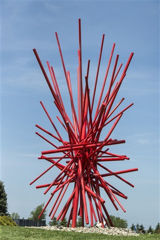 Full Tilt Red Series II - tall, geometric abstract, coated steel ...