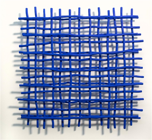 Gridlock Blue - layered, grid, intersecting, forged aluminum wall ...