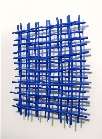 Gridlock Blue - layered, grid, intersecting, forged aluminum wall ...