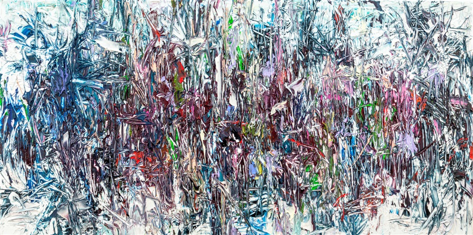 Northern Lights - bold, impasto, abstract expressionist, acrylic on ...