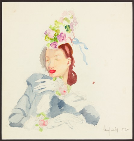 Stylish Woman with Flower Hat by Tamara de Lempicka on artnet