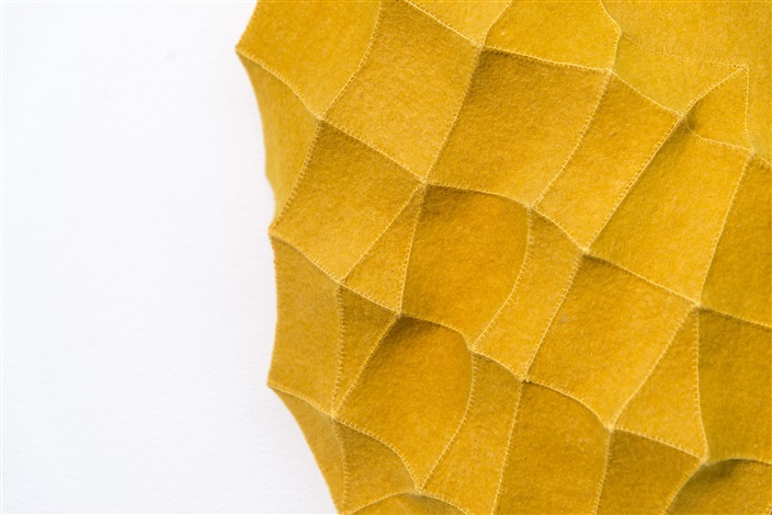 Mutation 6 - yellow, geometrical, 3D, biomorphic, abstract, fabric wall ...