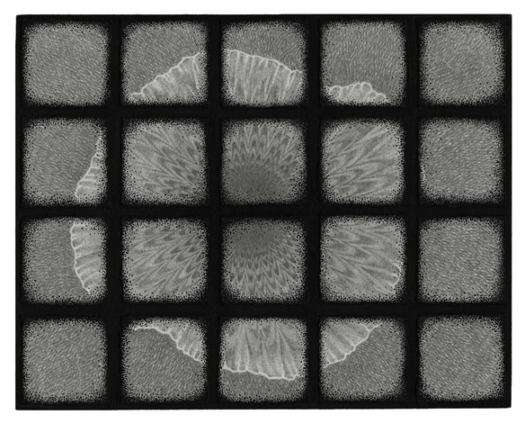 Stages of Fallout grid to crater by Adam Liam Rose on artnet