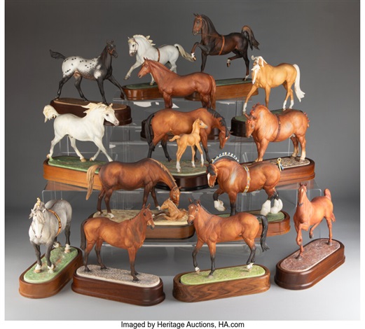A Group of Fourteen Royal Worcester Porcelain Horse Figures by Doris ...
