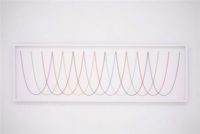 Untitled 13 overlapping lengths of colored beads on 16 pins by George ...