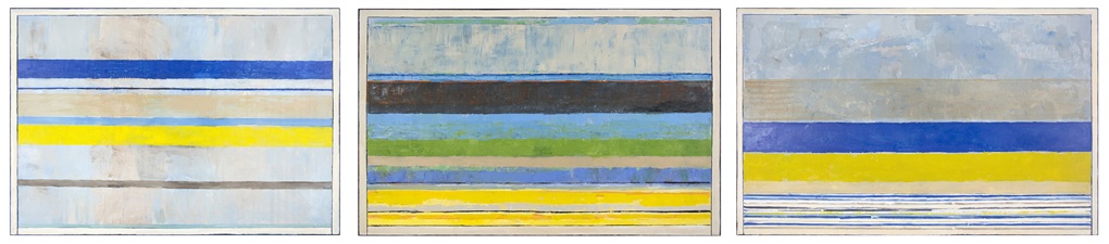 Triptych - bold, bright, colorful, abstract, modernist, tryptic oil on canvas by David Sorensen ...