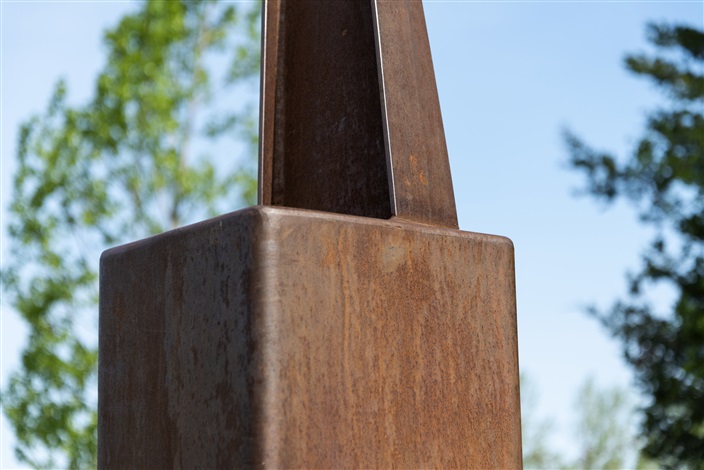 Corpheum V - tall, geometric, abstract, corten steel outdoor sculpture ...
