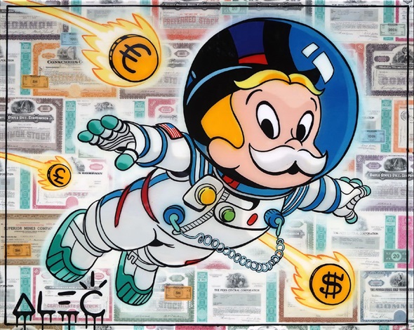 Astronaut Rags Two Richie Flying Crypto by Alec Monopoly on artnet