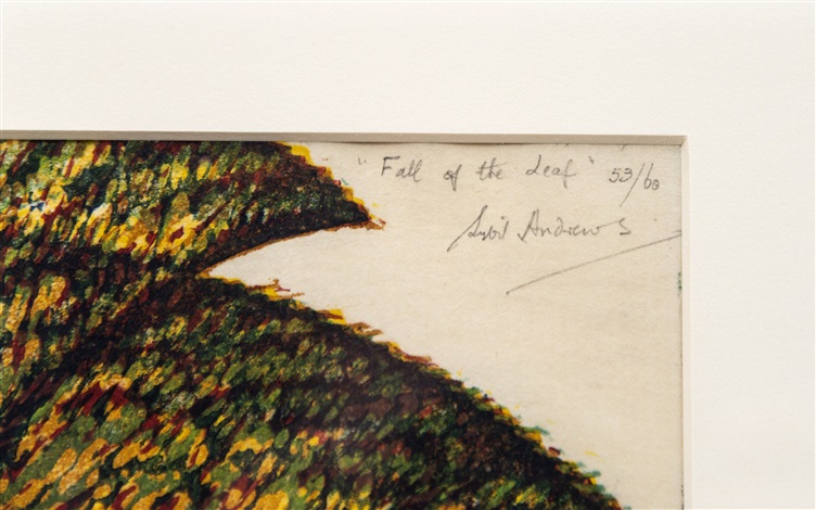 Fall of the Leaf 5360 - colorful, limited, figurative, cubist, linocut ...