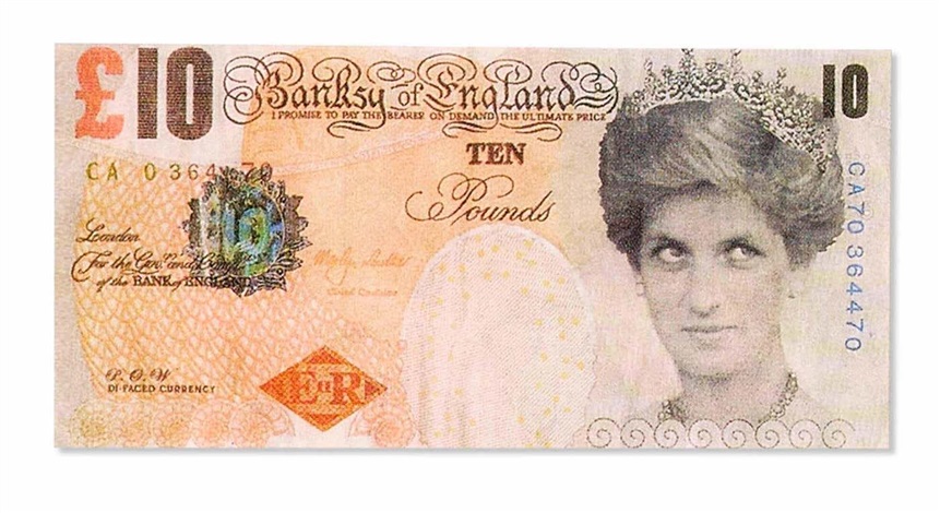 Banksy Di-Faced Tenner Set of 2 framed works Banksy 10 pound bank note ...