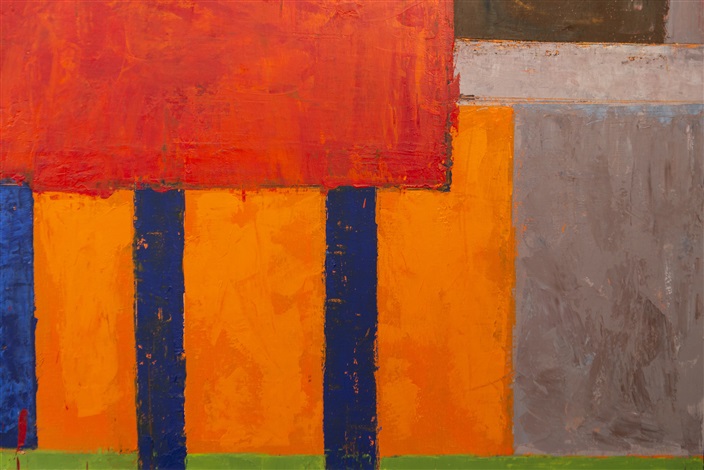 Havana No 6, Red - bold, bright, colorful, abstract, modernist, oil on canvas by David Sorensen ...