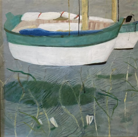 Boats on transparent water by Mary Newcomb on artnet