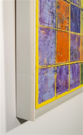 Kite - bold, bright, colorful, abstract, grid, modernist, oil on canvas by David Sorensen on artnet