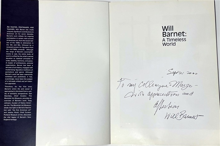 Will Barnet A Timeless World hand signed, dated and warmly inscribed by ...