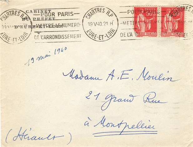 Autograph letter signed to his mother Madame Antoine-Emile Moulin ...