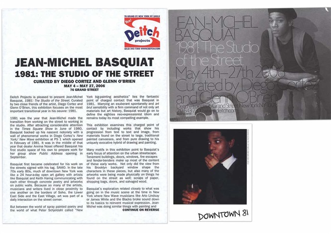 Basquiat Downtown 81 collection Basquiat, 1981 The Studio of the Street ...