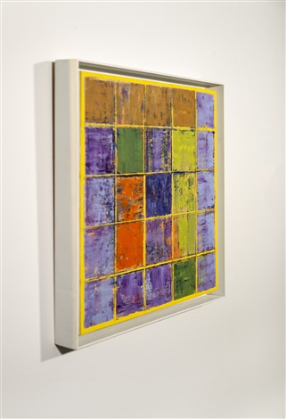 Kite - bold, bright, colorful, abstract, grid, modernist, oil on canvas by David Sorensen on artnet